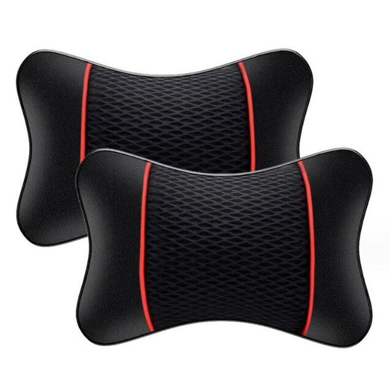 Car Seat Headrest Pad Pillow PU leather Knitted Neck Rest Support ...