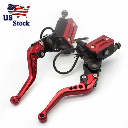 Aluminum Red Motorcycle Lever Handle Hydraulic clutch Brake Pump Master ...