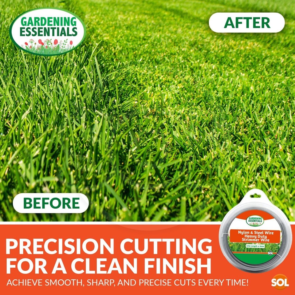 41M Heavy Duty Steel Strimmer Trimmer Line Cord 3mm Nylon Metal Wire ...