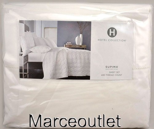 Hotel Collection 680 TC Cotton KING Fitted & Flat Sheets White | eBay
