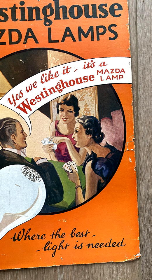 1920's Westinghouse Mazda Lamps Cardboard Advertising Display Easel ...