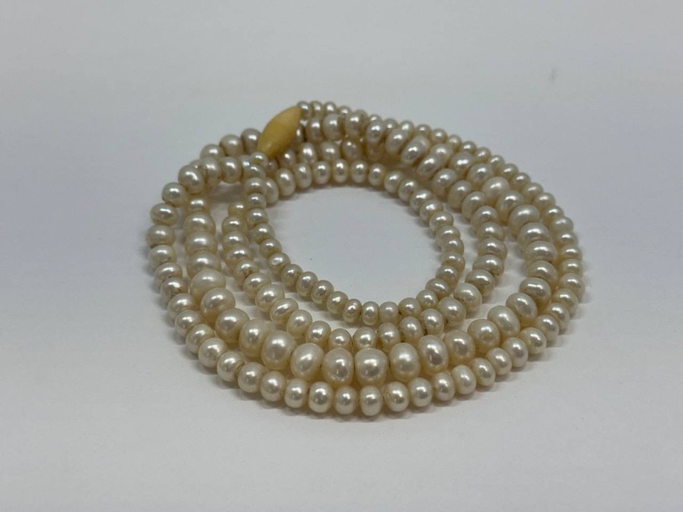 28" Natural Pearl Necklace Opera Length Hand Knotted w/ Clasp & Gift ...