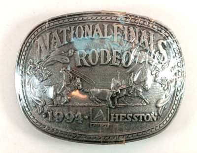 PRCA Hesston NFR Belt Buckle Team Roping Cowboy Rodeo NOS Vintage 1994 ...