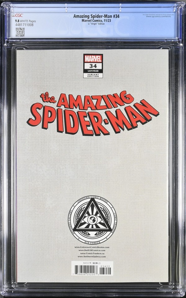 AMAZING SPIDER-MAN #34 - LEIRIX LI VIRGIN VARIANT EDITION MARVEL 2024 ...