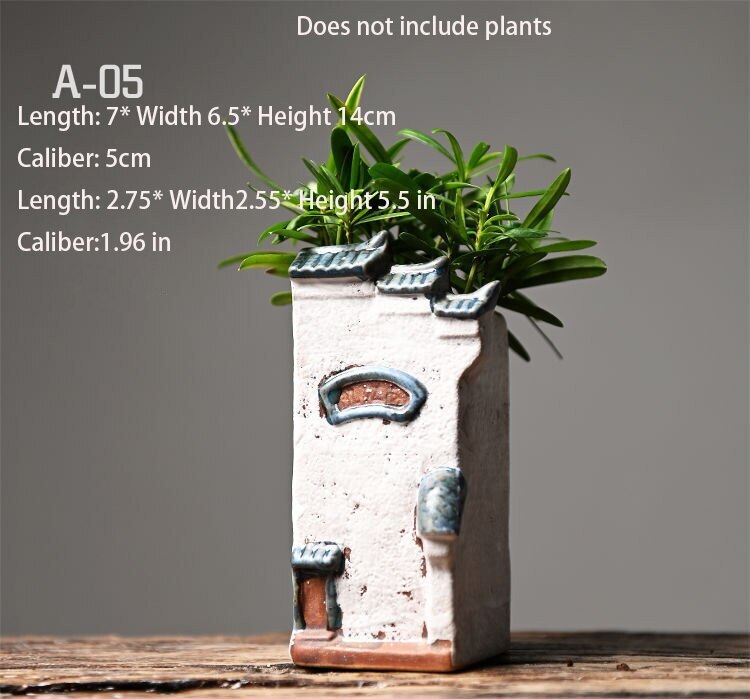 Ceramic house Zen Flower Pot for Succulent Plants Desktop Decoration ...