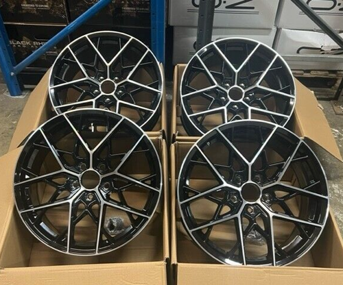 19" ROMAC VORTEX ALLOY WHEELS BLACK POLISHED STAGGERED FITS BMW 3/4 ...
