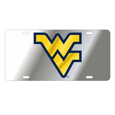WVU WEST VIRGINIA Mountaineers Silver Mirrored License Plate / Car Tag ...