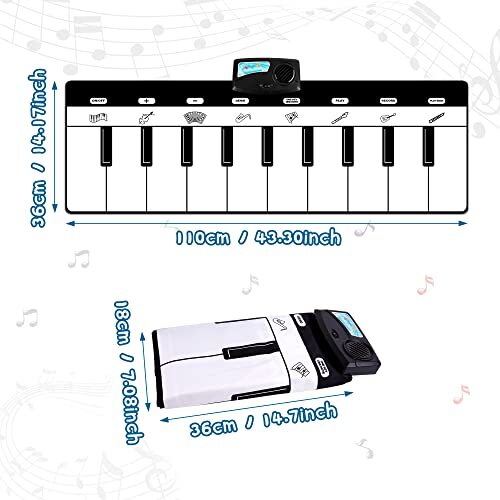 Piano Mat, Kids Musical Mat Floor Piano Keyboard Mat with 8 43" X 14 ...