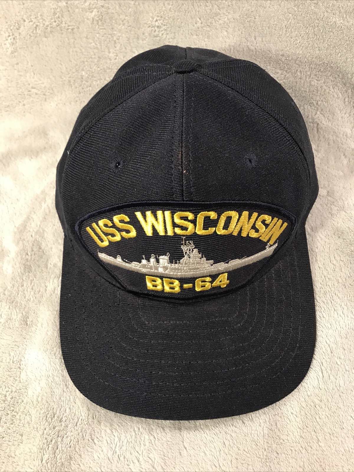 Vintage Navy USS Wisconsin SnapBack Hat Made In The U… - Gem