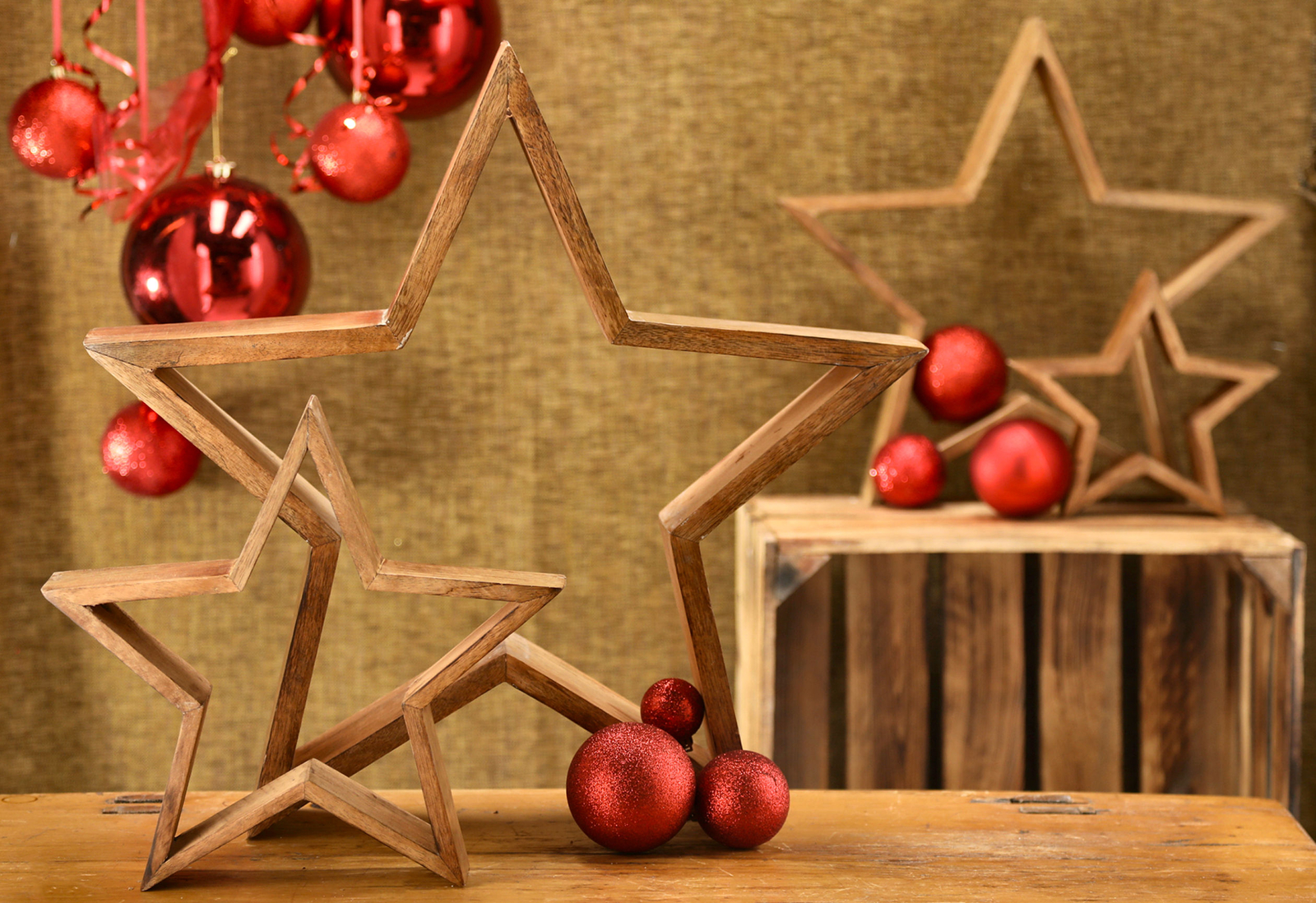 Mango Holz Stern 2er Set - 30 / 20 cm - Weihnachten Advent Tisch ...