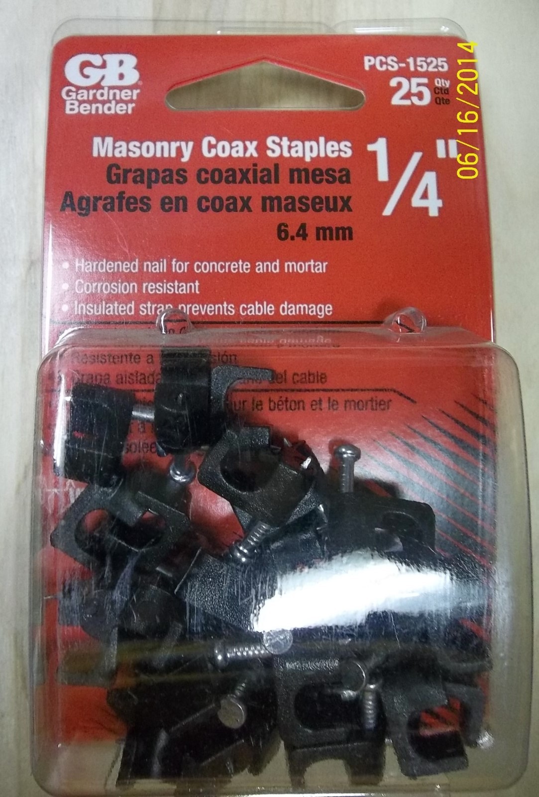 100 (4 PACKS OF 25) 21/4" MASONRY COAX STAPLES, GARDNER BENDER, PCS ...