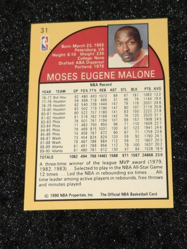 1990 NBA Hoops Atlanta Hawks Moses Malone Card #31 | eBay