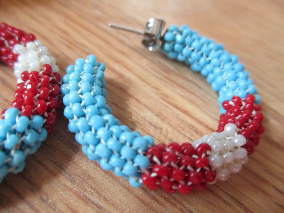 Lot of 2 Pair Vintage Native American Beaded Deer Skin Signed Earrings ...