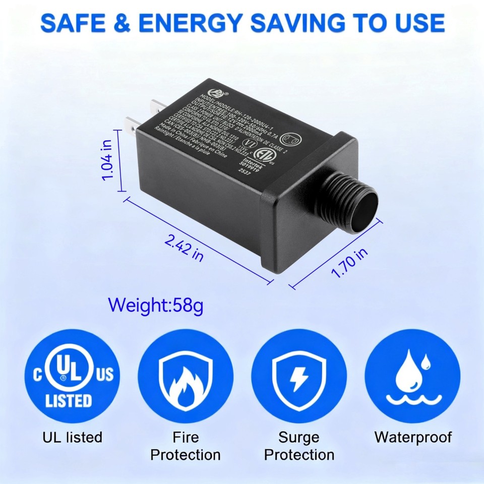 12V 2A LED Transformer Replacement for Christmas String Light IP44 ...