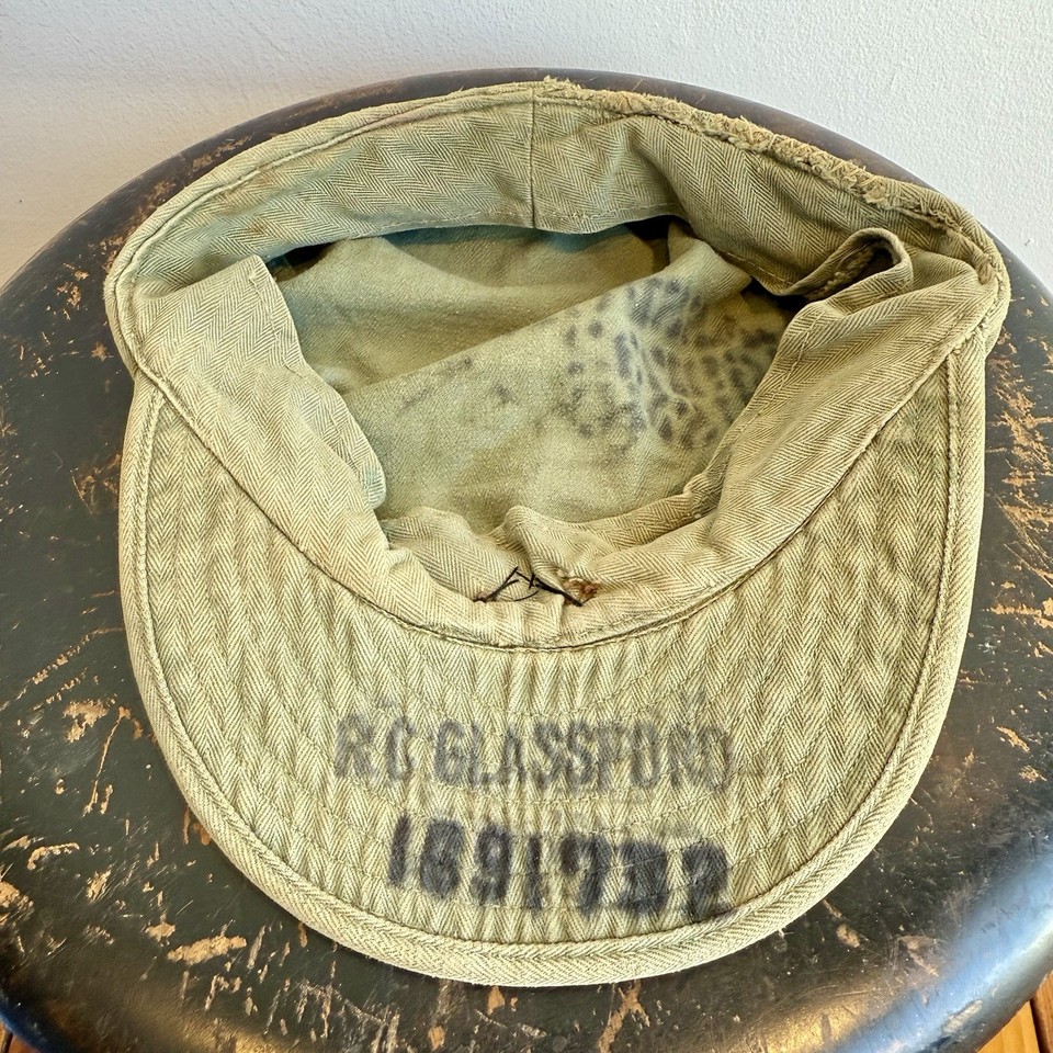 WWII USMC Marine Corps P44 HBT Cap Hat Stenciled Named | eBay