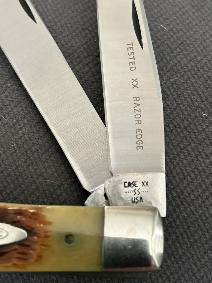 Vintage Case XX USA Trapper 6254 SSP Knife 1982 8 Dot Tested XX Razor ...