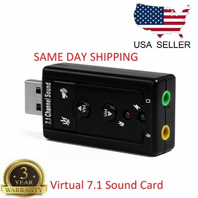 USB 2.0 External 7.1 Channel 3D Virtual Audio Sound Card Mic Adapter ...