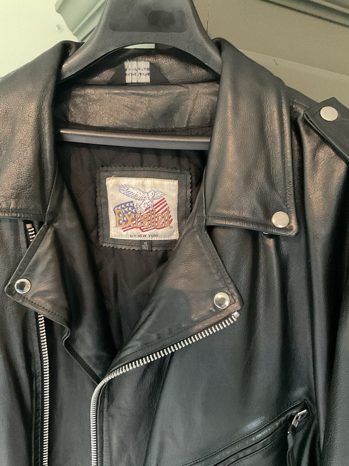 Vintage EXCELLED Custom Genuine Leather Motorcycle Jacket 48 Tall ...