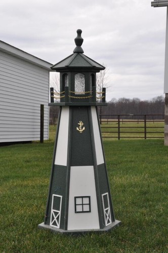 Black Large 39" Lighthouse Poly Vinyl Electric Yard Garden Decoration ...
