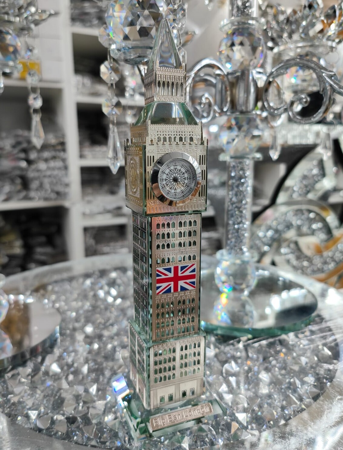 XL London Big Ben Crystal Clock Table Shelf Showpiece Souvenir Gift ...