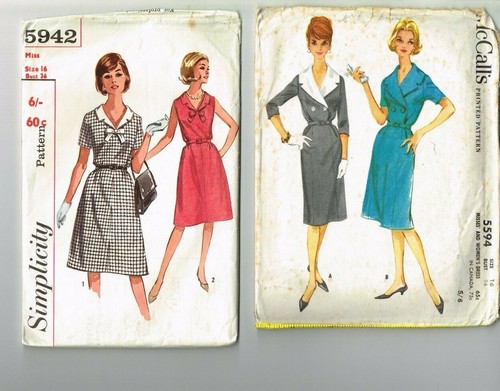 Vintage 60s dressmaking patterns x2 Simplicity 5942, McCalls 5594 dresses | eBay Australia