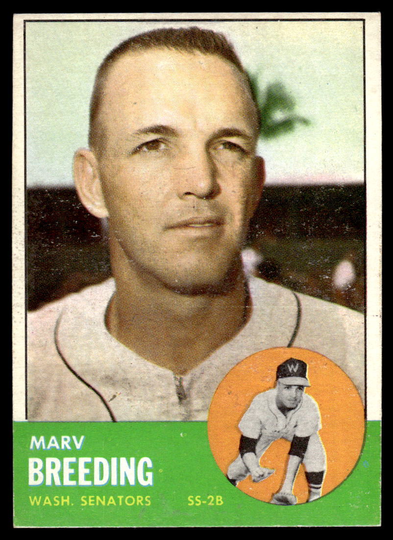 1963 Topps Marv Breeding #149 Washington Senators Baseball Card | eBay