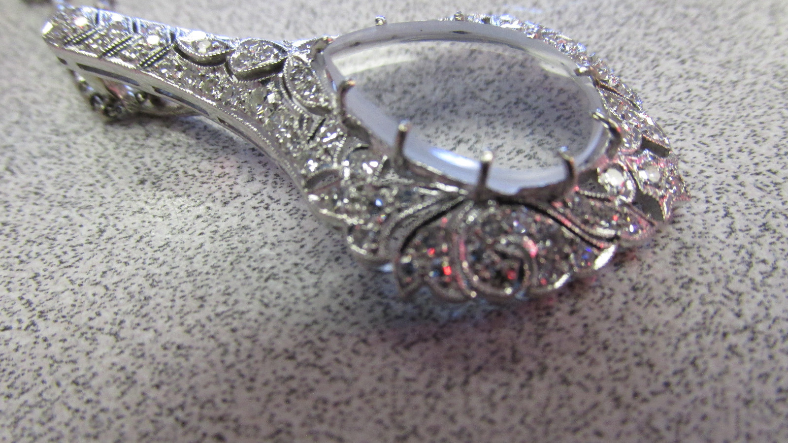 Unique Art Deco Diamond Monocle / Magnifier Pendant & Diamond Chain ...