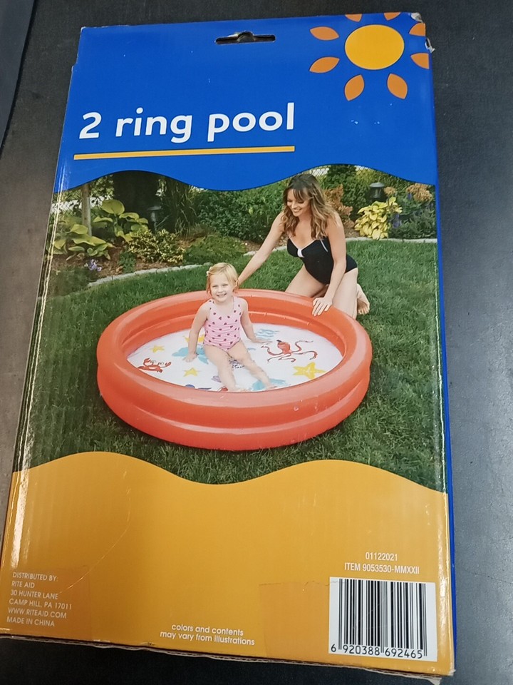 2 Ring Pool Inflatable Swimming Pool, Red, 52” x 10”, 40 Gal, Kids ...