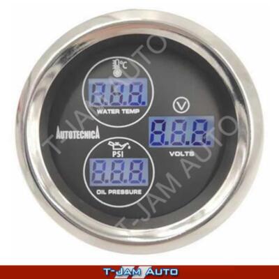 Autotecnica Water Temp / Oil Pressure / Volts 52MM LCD 3in1 Gauge ...