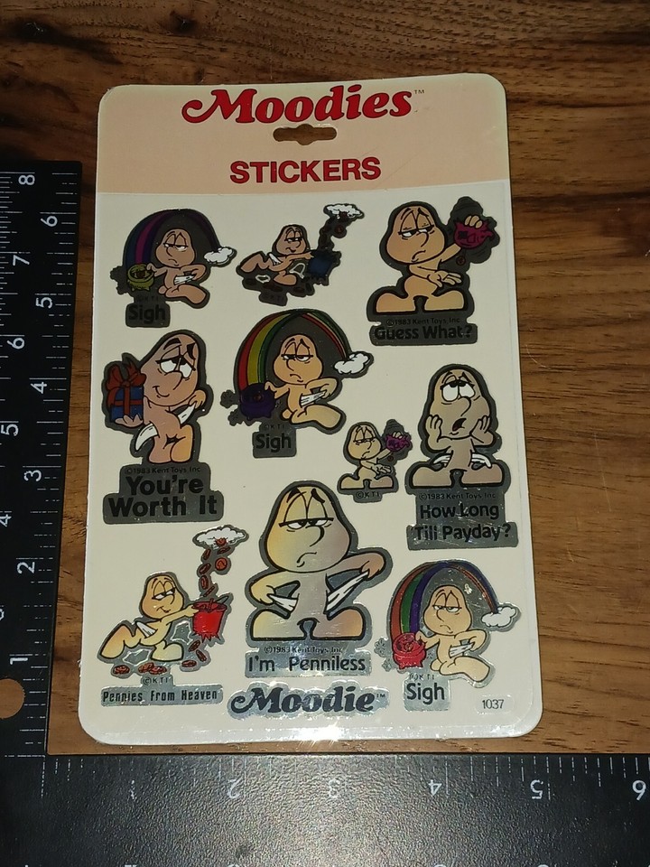 Vintage Stickers, Kent toys. Pkg Peniless Moodies. Foiled, (bxstkn) | eBay