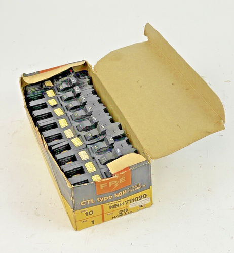 FEDERAL PACIFIC *BOX OF 10* CTL TYPE NBH 20A, 1 POLE CIRCUIT BREAKERS ...