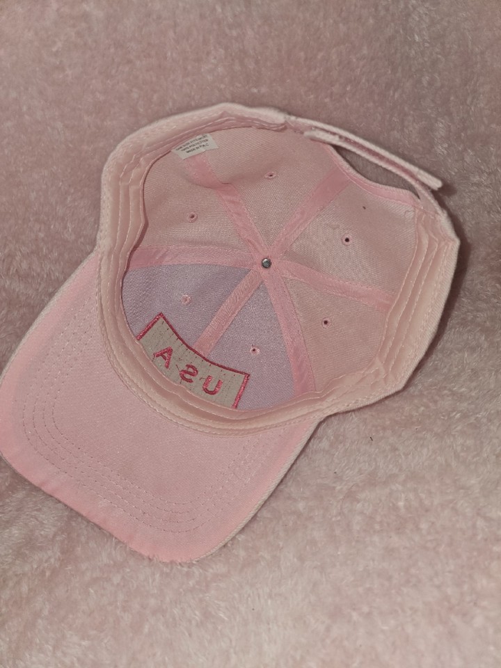 Women Pink USA Vel-cro Patch Hat Adjustable Baseball Cap Removable Flag ...