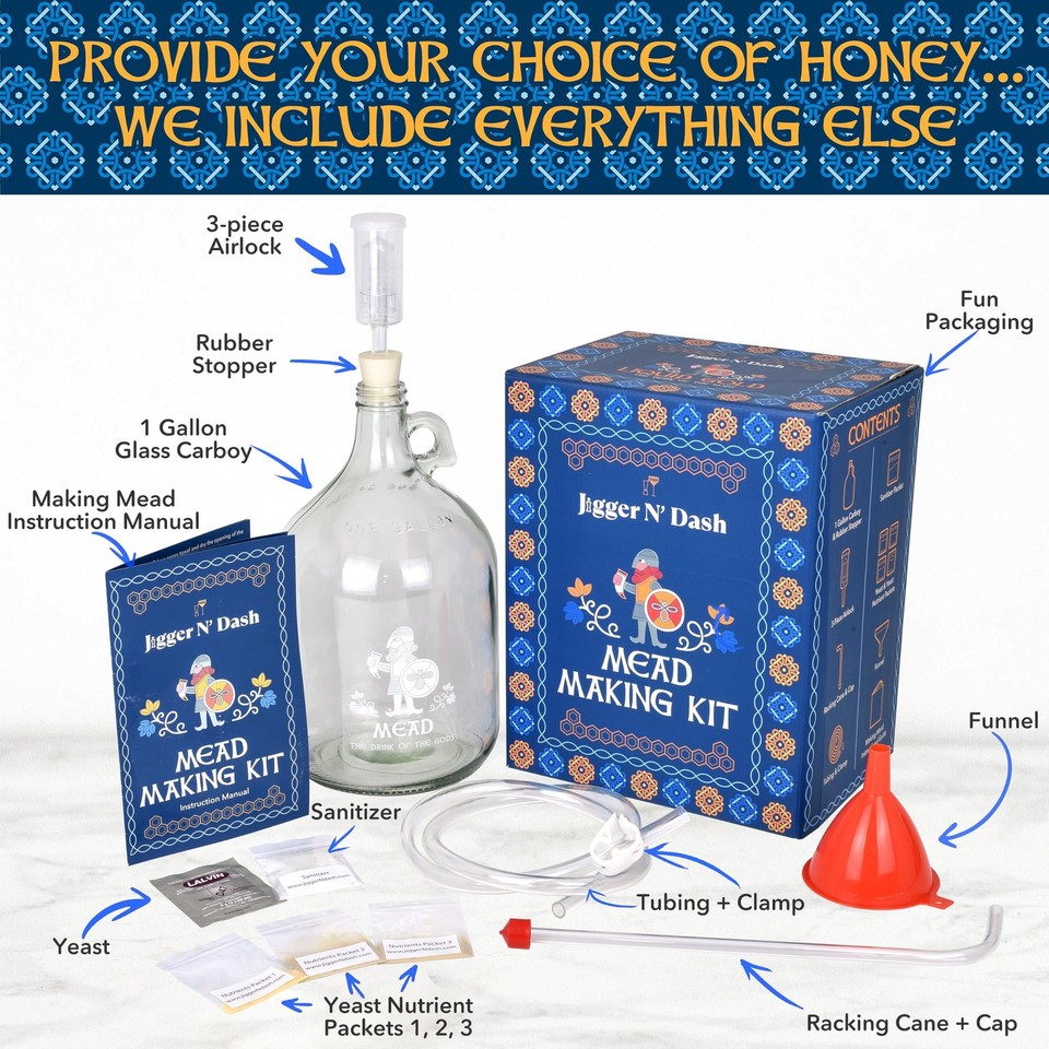 Mead Making Kit - Reusable Do-It-Yourself Honey Mead Making Kit - Mead ...