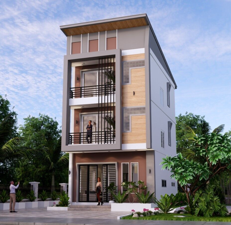 18x26 Feet 4 Beds 5 Baths House Plans 5.5x8 Meter Shed Roof (A4 Hard ...