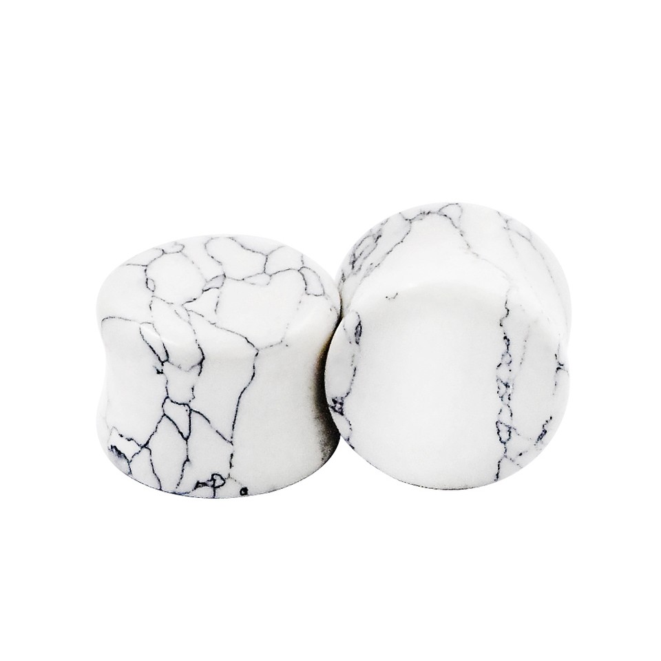 PAIR Organic Natural Stone Ear Gauges Ear Plugs Double Flared Piercing ...
