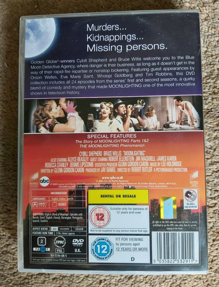 Moonlighting Complete Seasons 1 & 2 DVD 6 Disc Box Set & 4 Page Booklet ...