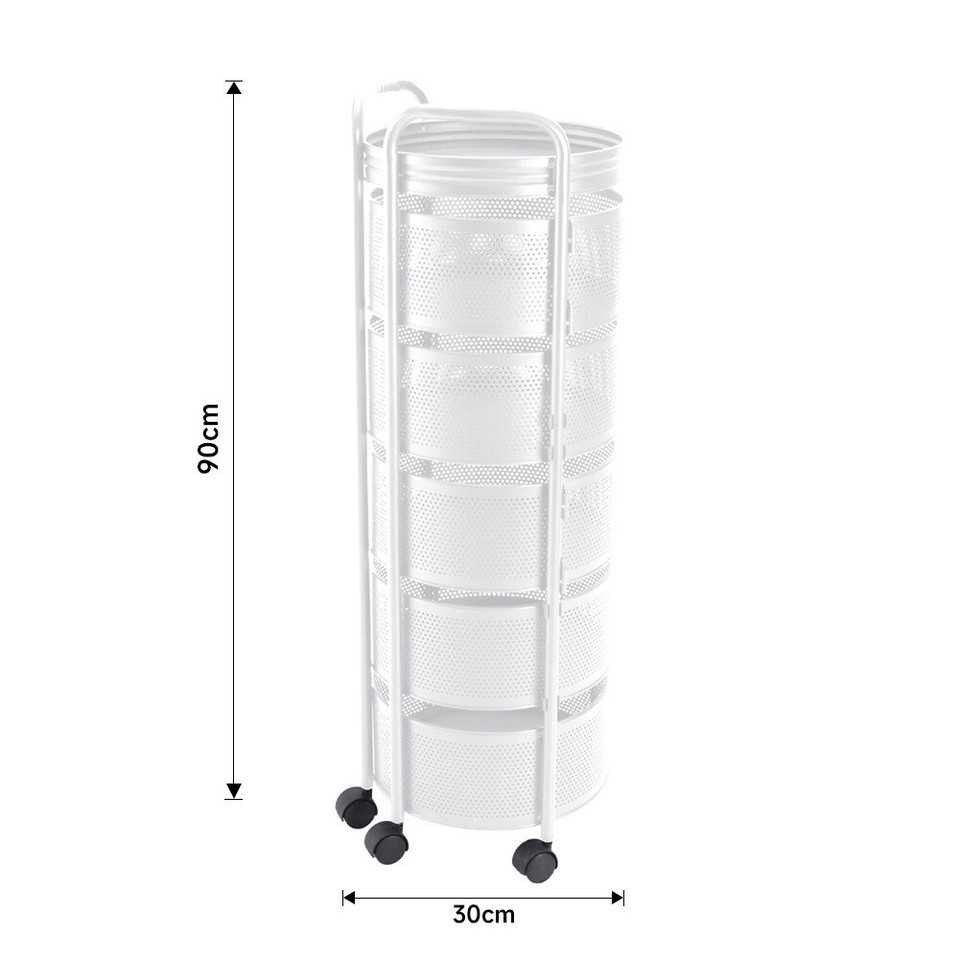 3/4/5/6Tier Kitchen Rotating Storage Trolley Cart Utility Veg Mobile ...