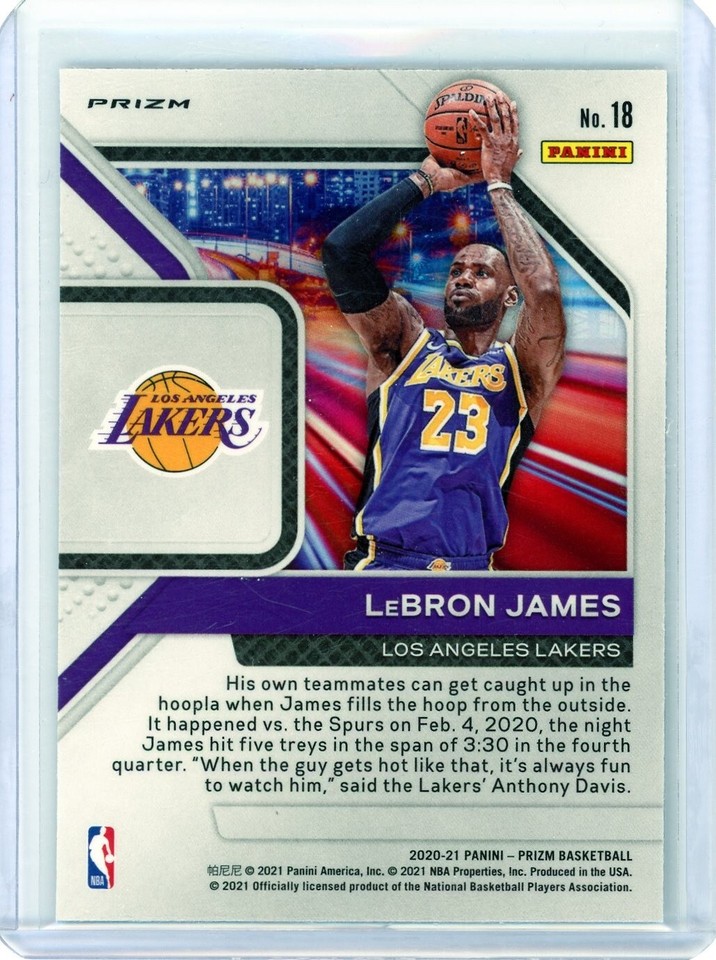2020-21 Panini Prizm Lebron James Fast Break Disco Prizm Downtown #18 ...