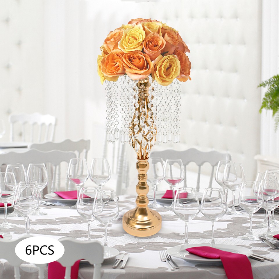 6pcs Crystal Flower Display Stand Wedding Ceremony Party Decor Flower ...