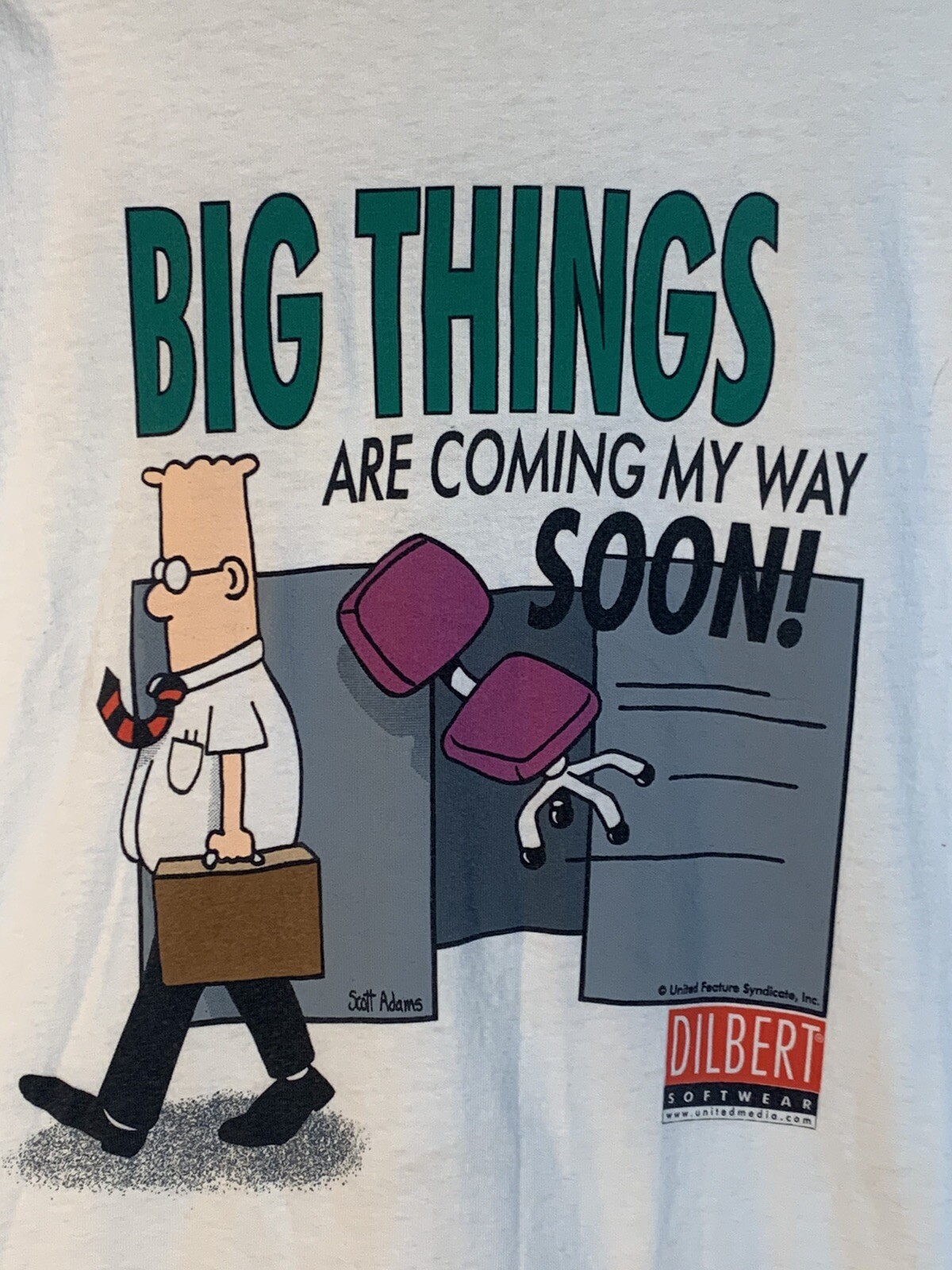 Vintage Men’s Medium Dilbert Cartoon 90’s Allsport Wh… - Gem