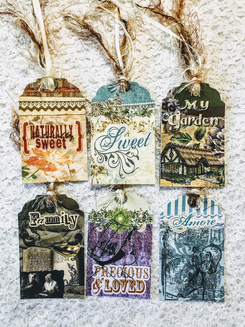 6 Vintage Sweet Sentiments Gift Hang Tags~Partys~Scrapbooks~Junk ...