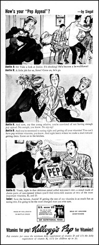 1942 Kellogg's Pep Cereal vitamins Pep Appeal cartoon vintage art print ...
