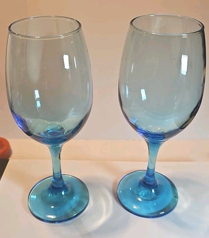 Cristar Rioja Water Goblet/ Wine Glass Sky Blue 8" 13oz Aqua, New ...