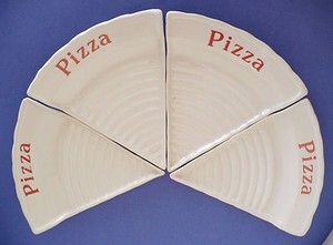 Vintage Set of 4 Porcelain Pizza Slice Shape Plate Dish 1970's Approx 8 ...