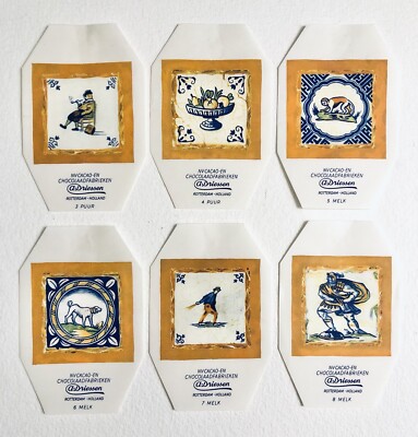 Vintage 1977 A. Driessen GENRE DUTCH TILES Candy Bar Wrapper 6 Lot NNN ...