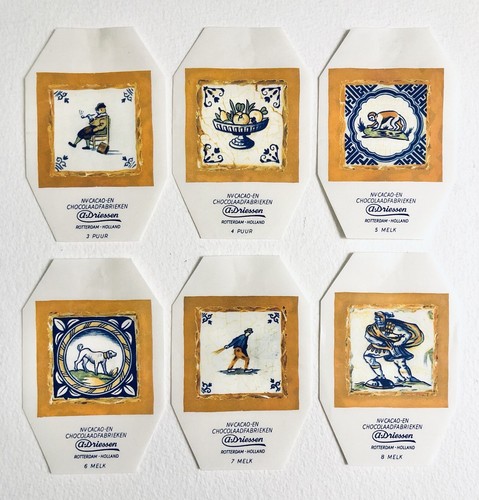 Vintage 1977 A. Driessen GENRE DUTCH TILES Candy Bar Wrapper 6 Lot NNN ...