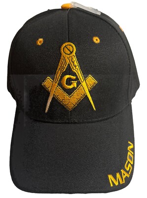 Masonic Embroidered Cap with Freemason Square & Compass Emblem Black ...