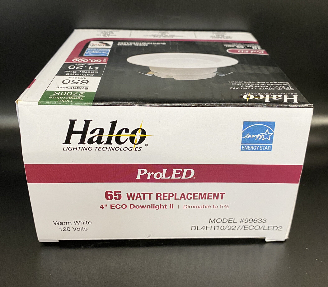 HALCO 99633 4” ProLED ECO Downlight II DL4FR10/927/ECO/LED2 *NIB* 120V ...