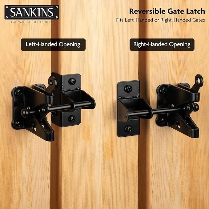 SANKINS Self-Locking Gate Latch for Wooden Fence Gate Heavy Duty Post ...