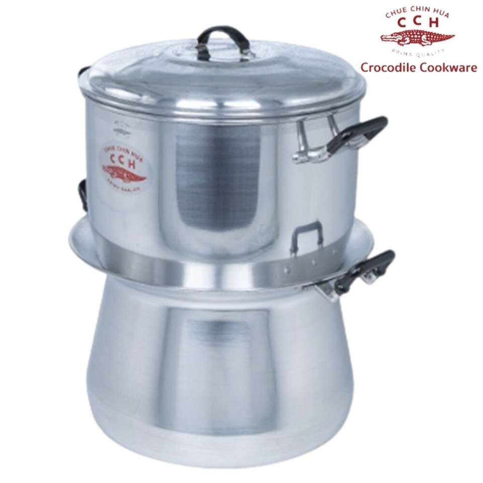 Thai Traditional Steamer Pot 2-tiers Crocodile Brand Aluminum Cookware ...